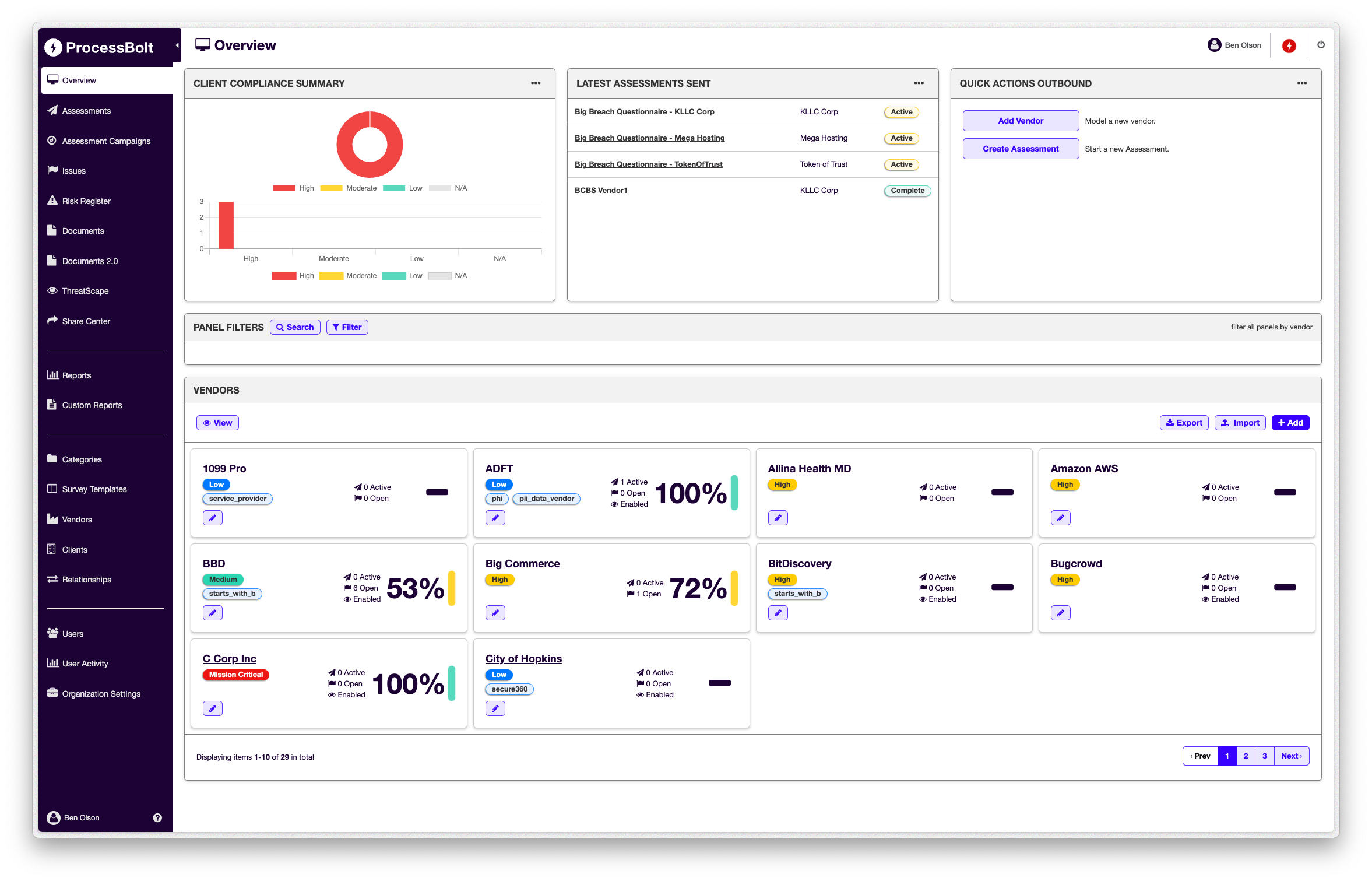 ProcessBolt Vendor Risk Management Platform Reviews, Pricing, Features & Integrations | Elion