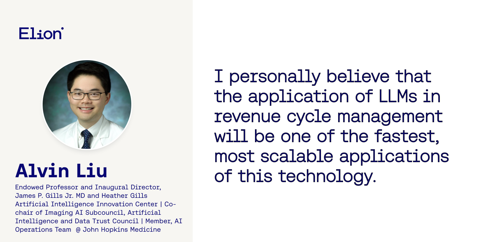 Making Clinical Inroads with AI via RCM Use-Cases with Alvin Liu of John Hopkins Medicine | Elion